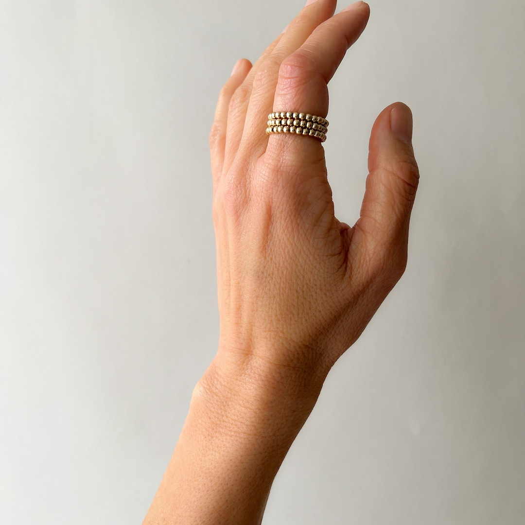 Ball Ring, 14k Gold Filled Ball Stretch Ring, Silver Stacking Rings, 2 ...