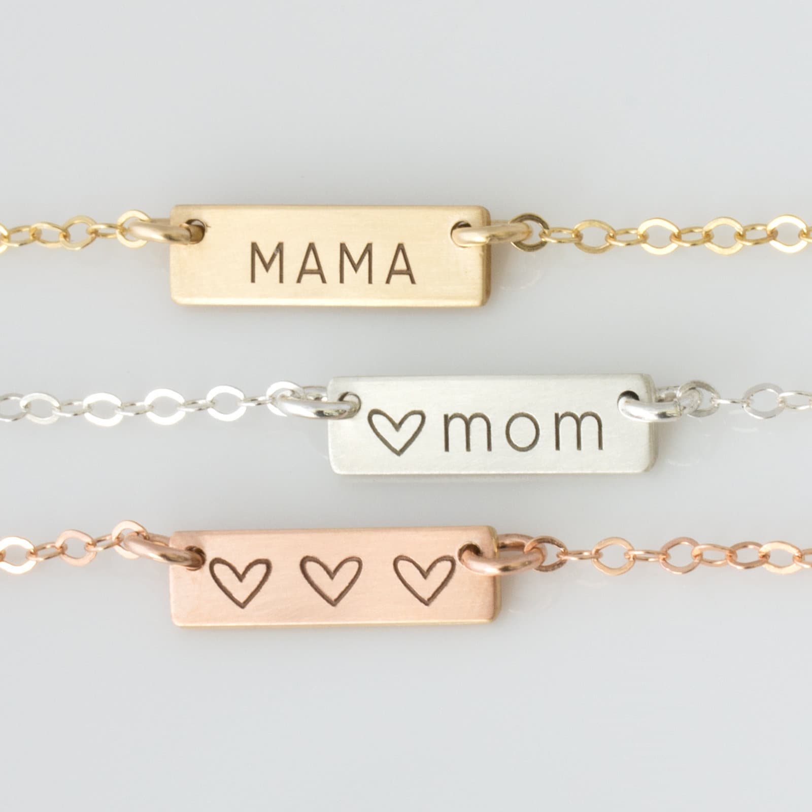 Engraved Mini Bar Necklace Personalized Necklace in Gold | Etsy