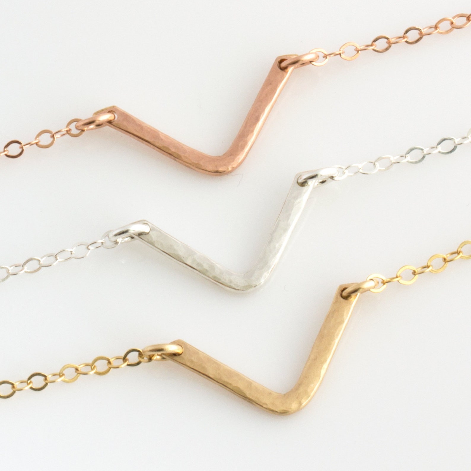 Chevron Necklace V Shaped Necklace Hammered V Necklace Gold - Etsy