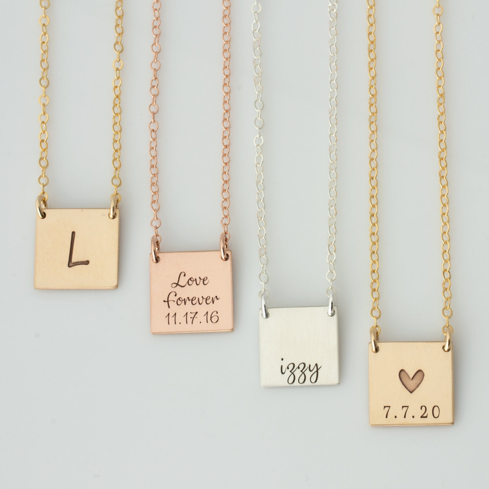 Personalized Square Necklace, Initial Necklace, Personalized Dainty ...