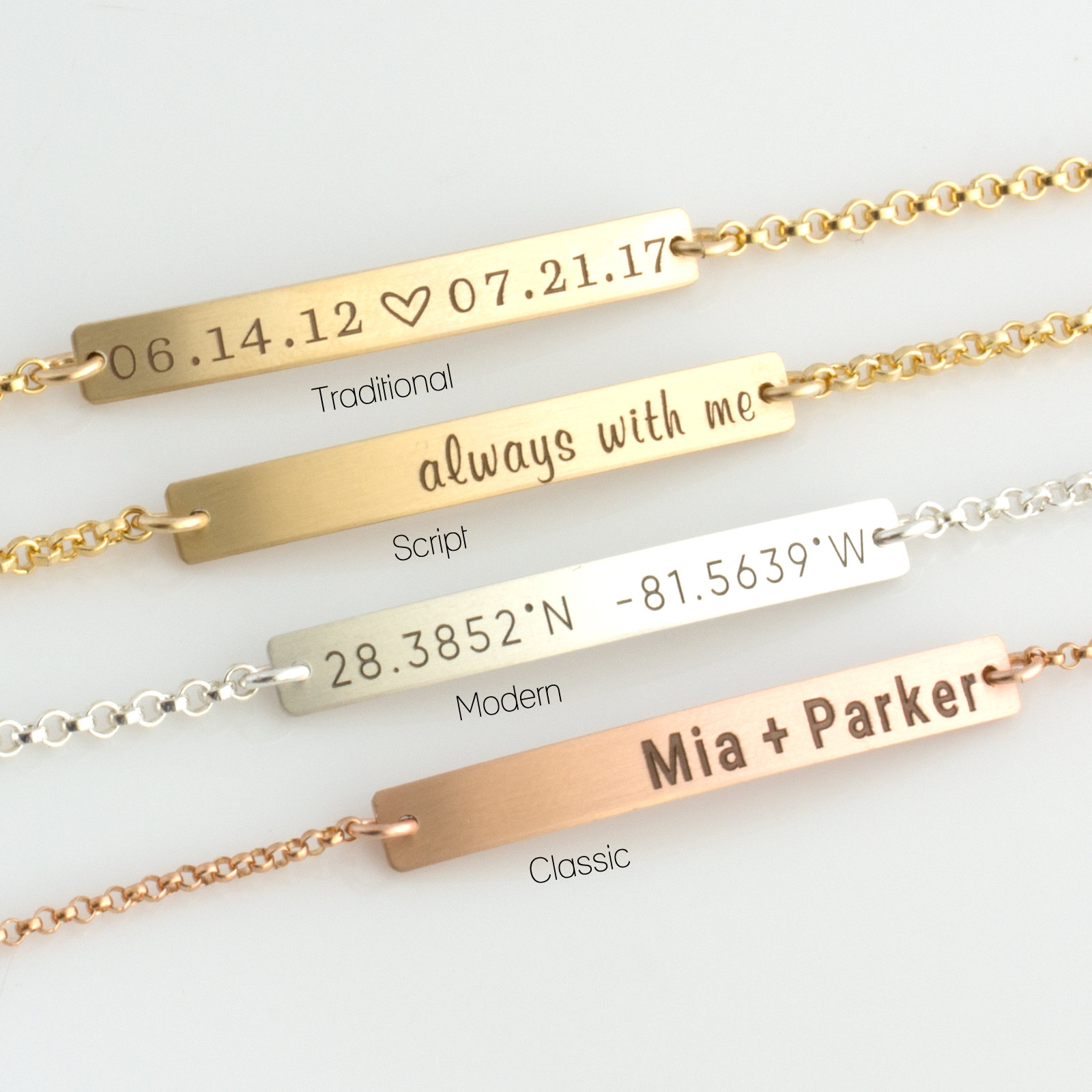 Personalized Bar Bracelet Engraved Bracelet Skinny Bar | Etsy