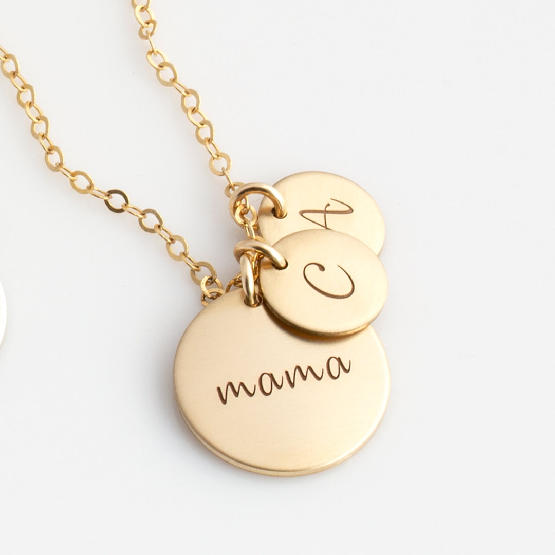 Gold Disc Necklace for New Mom - Mom Necklace - Personalized Necklace ...