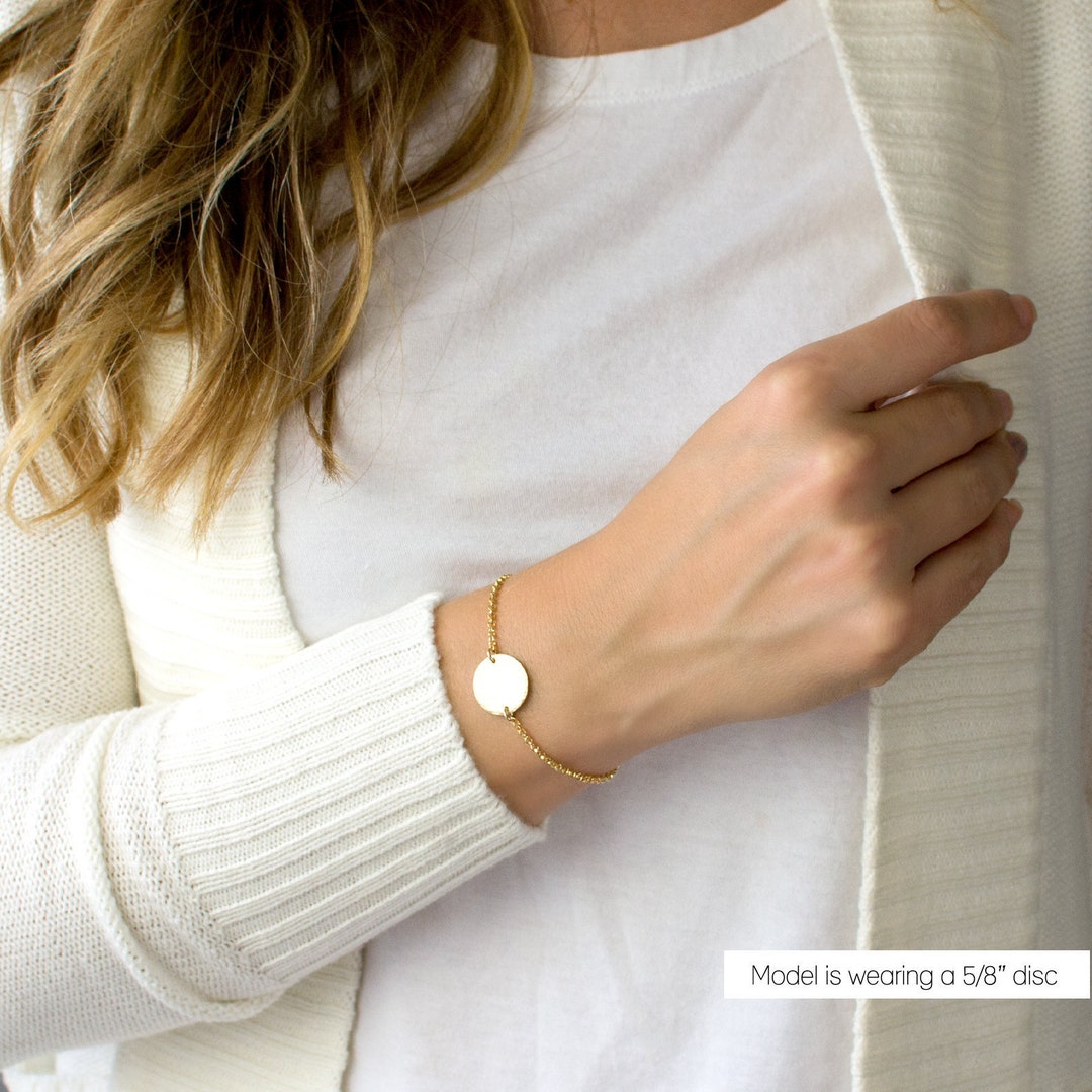 Disc Bracelet Hammered Disc Bracelet Gold Coin Bracelet Minimalist ...
