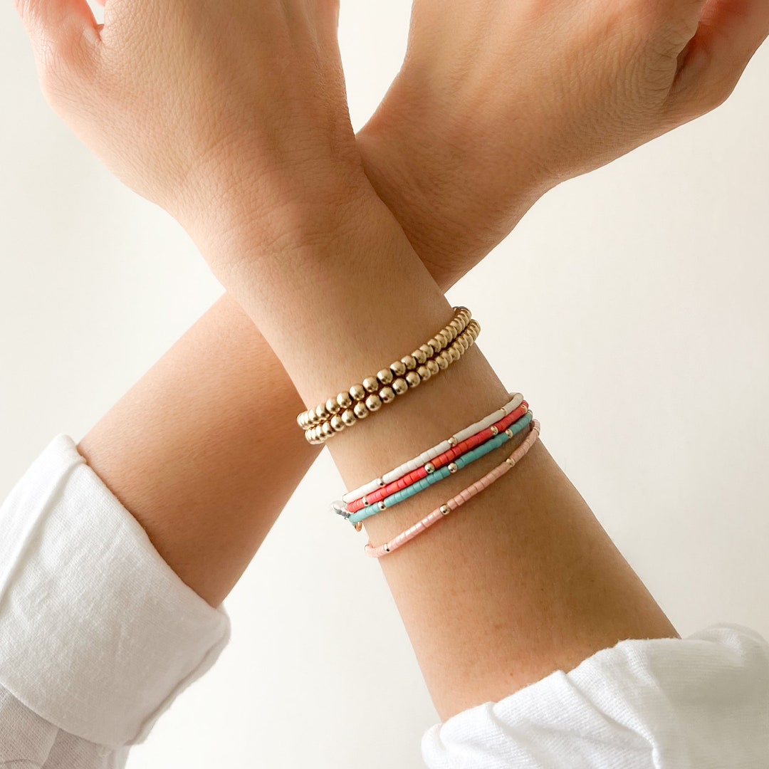 Tiny Beaded Bracelets, Minimalist Everyday Layering Bracelet Stack ...
