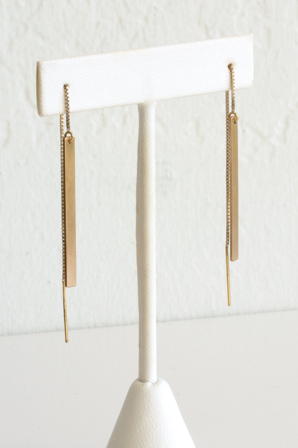 Gold Bar Threader Earrings Long Dangle Earrings Dainty Bar - Etsy
