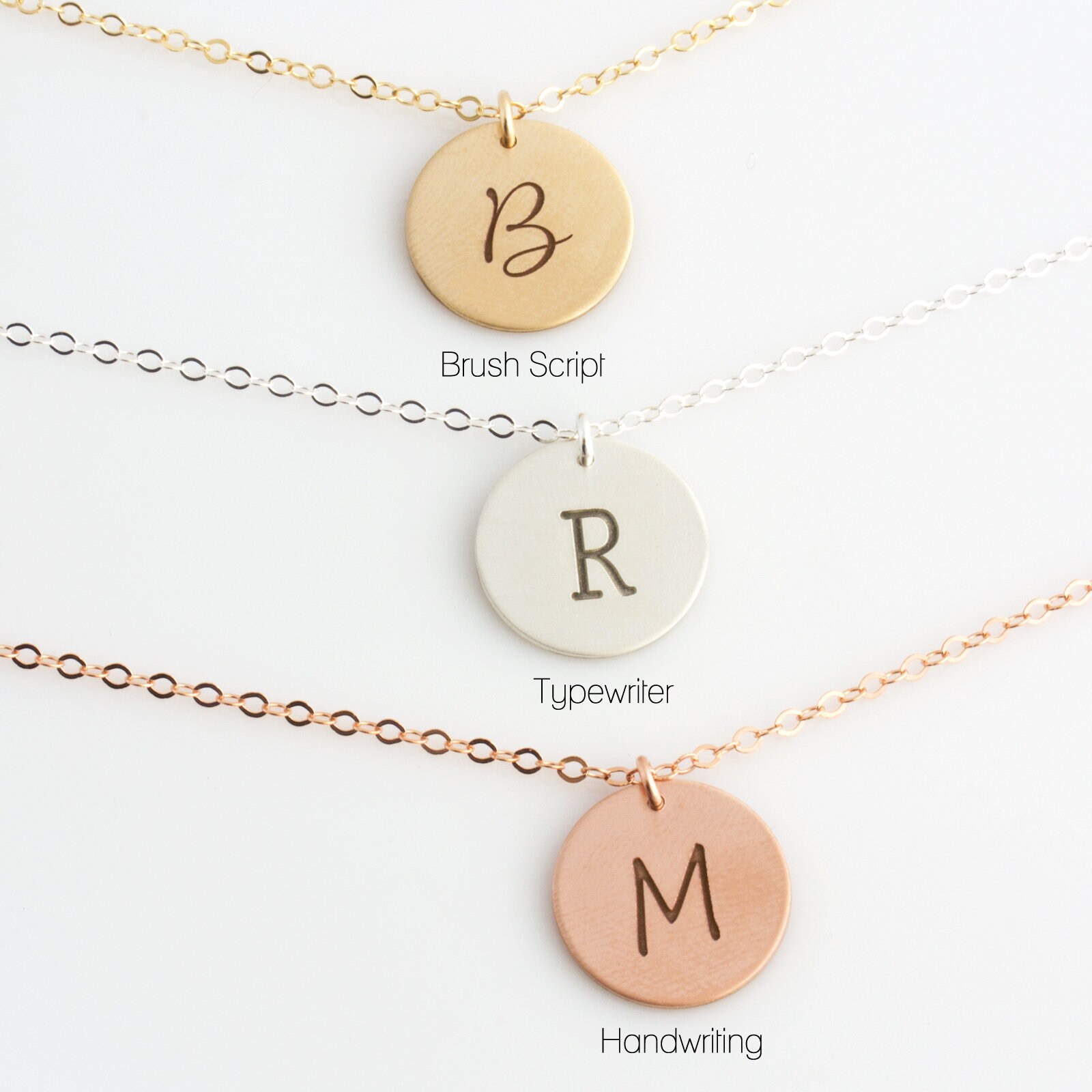 Initial Disc Necklace Personalized Initial Necklace Engraved | Etsy