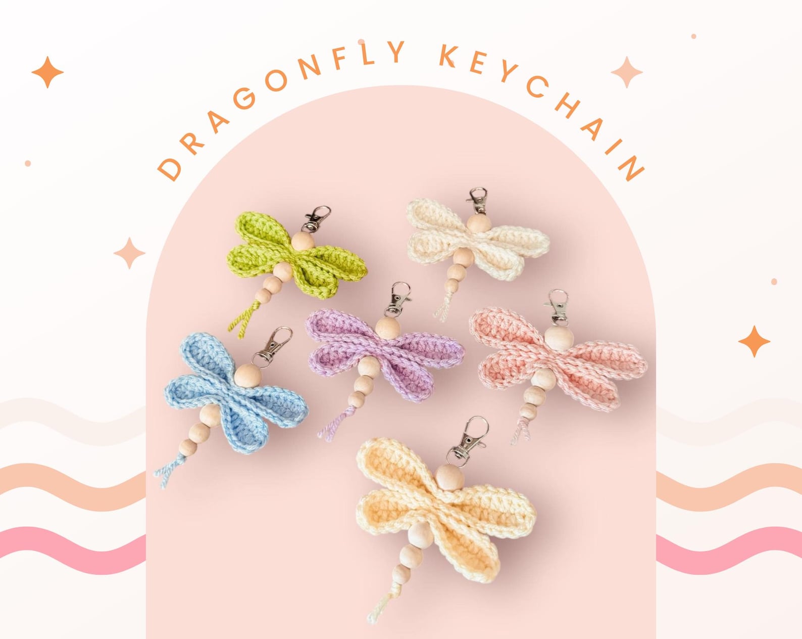 Crochet Dragonfly Keychains - Etsy