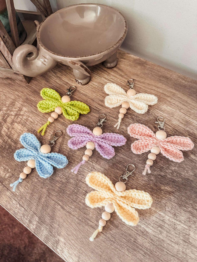 Crochet Dragonfly Keychains - Etsy
