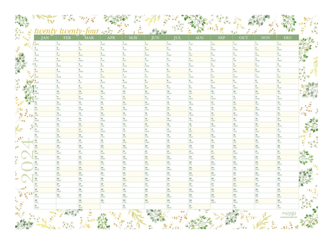 2024 Spring Flowers Wall Planner A2 Academic Year Planner - Etsy