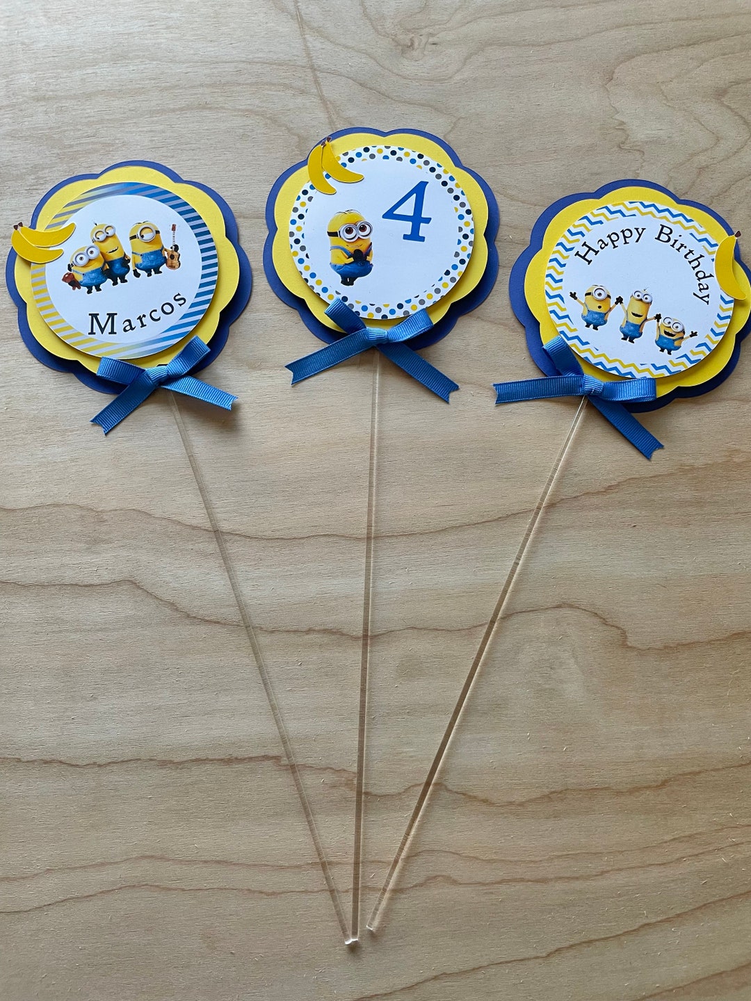 Table Centerpiece Picks, Minions Party Decor, Minions Centerpieces ...