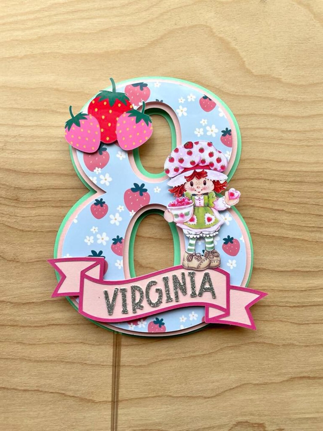Strawberry Shortcake Cake Topper, Cake Topper, Strawberry Theme, Party ...