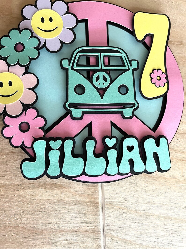 Hippie Party, 70’s Cake Topper, Cake Topper, Retro Cake Topper, Groovy ...