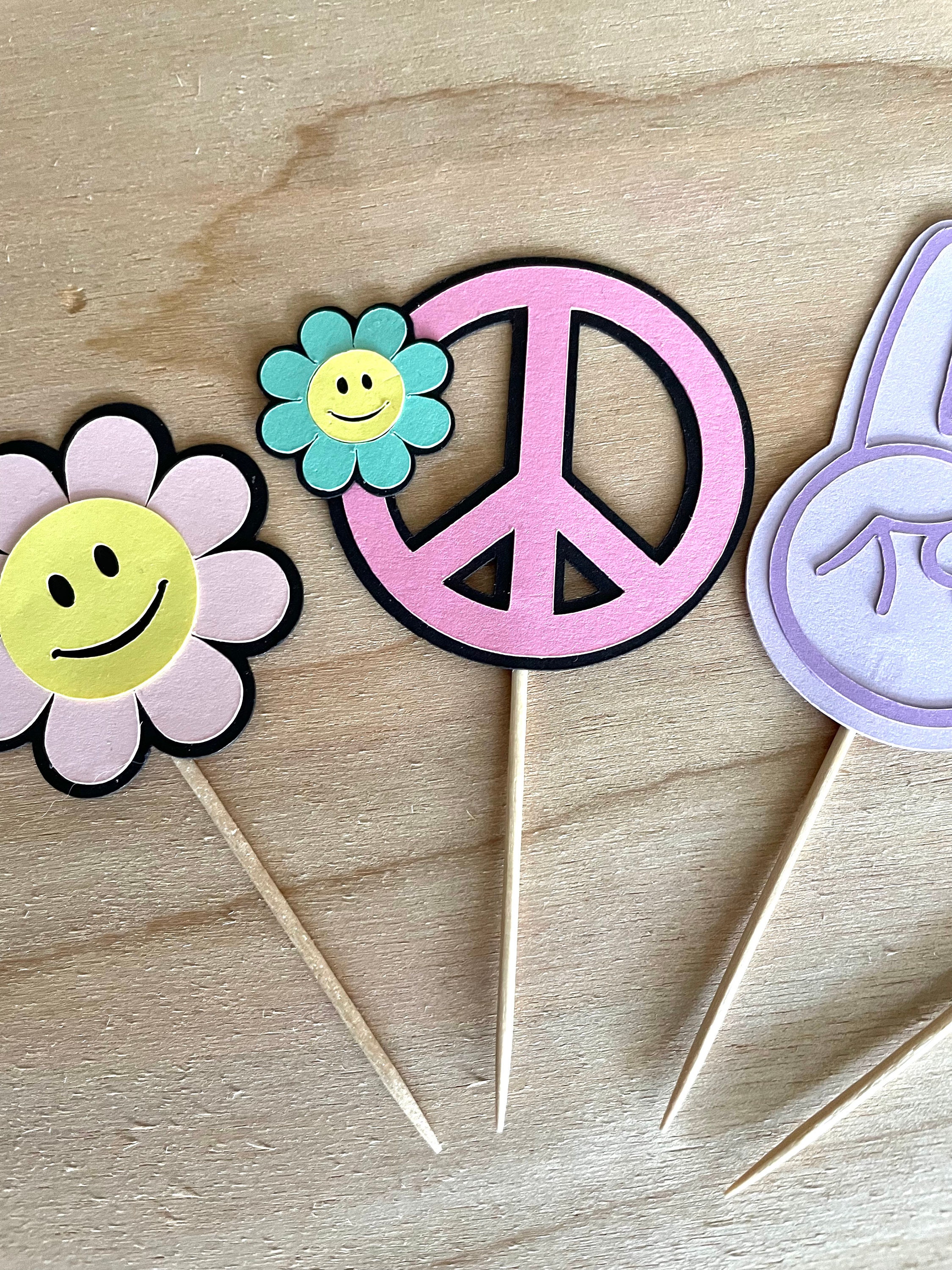 Hippie Party Hippie Cupcake Toppers Groovy Cupcake Toppers - Etsy