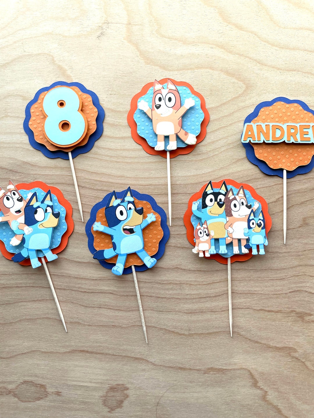 Bluey Cupcake Toppers, Blue Dog Party Decor, Bluey, Bingo, Birthday ...
