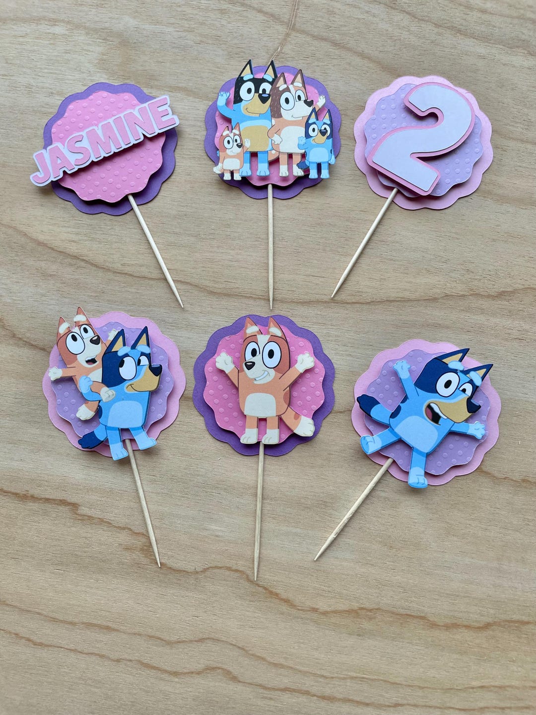 Bluey Cupcake Toppers, Blue Dog Party Decor, Bluey, Bingo, Birthday ...