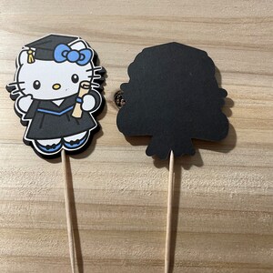 Graduation Cupcake Toppers, Kitty Cupcake Toppers, Cute Kitty, Kawaii ...