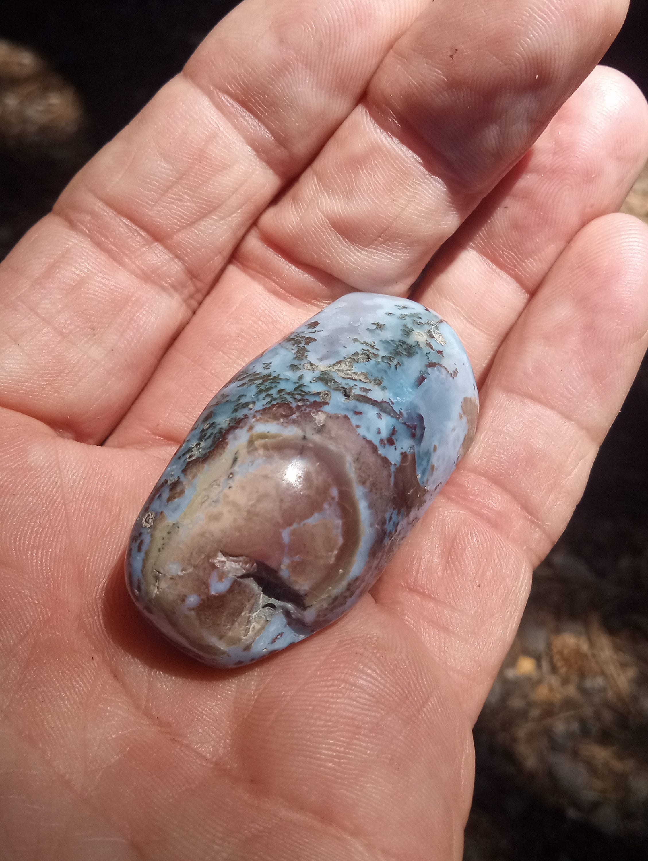 Mt Baker Blue Agate With Jasper Mixed Freeform Cabochon 52 X 25 X 18 Mm ...