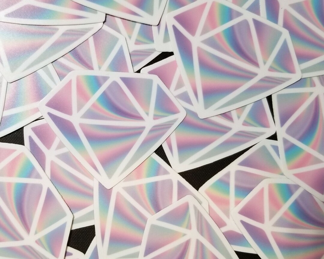 Rainbow Hologram Diamond Vinyl Sticker - Pastel Pink Purple Cute Pretty ...