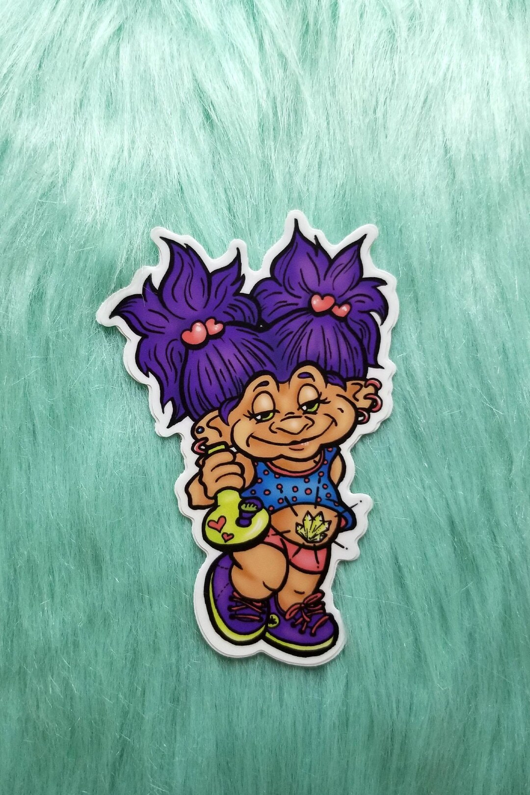 Trippin Troll Vinyl Weed Sticker Stoner Gift - 90s Cartoon Marijuana ...
