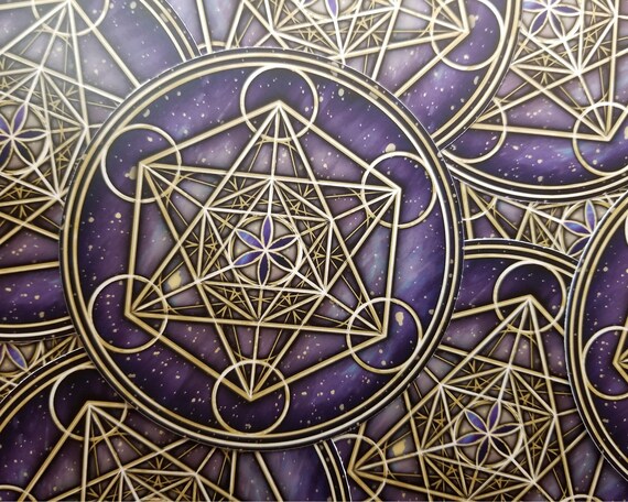 Metatron's Cube Gold and Purple Galaxy Vinyl Sticker | Etsy