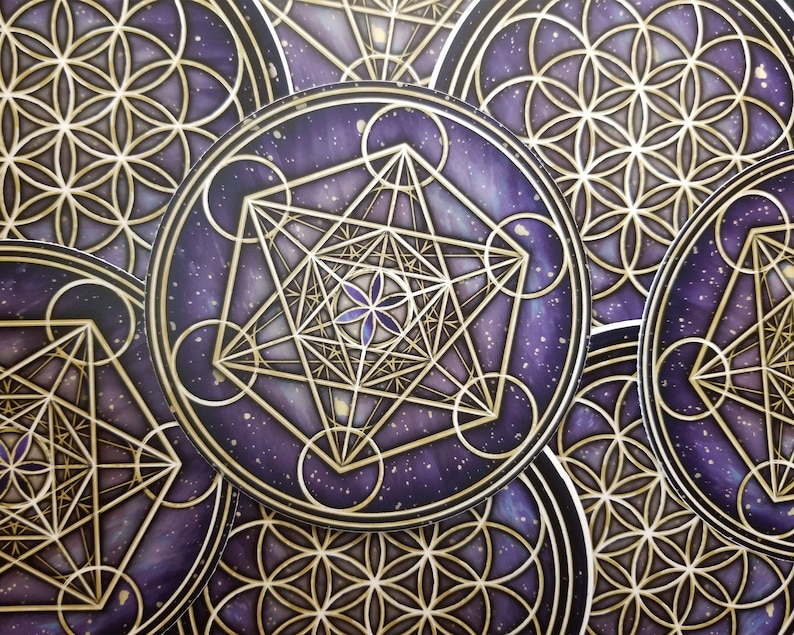 Metatron's Cube Gold and Purple Galaxy Vinyl Sticker | Etsy