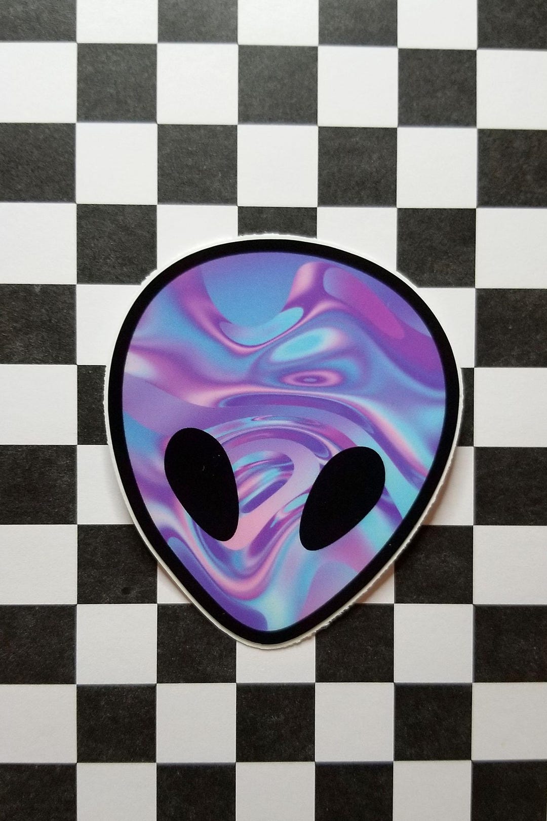 Retro 90s Alien Vinyl Sticker - Pastel Aesthetic Trippy Psychedelic ...