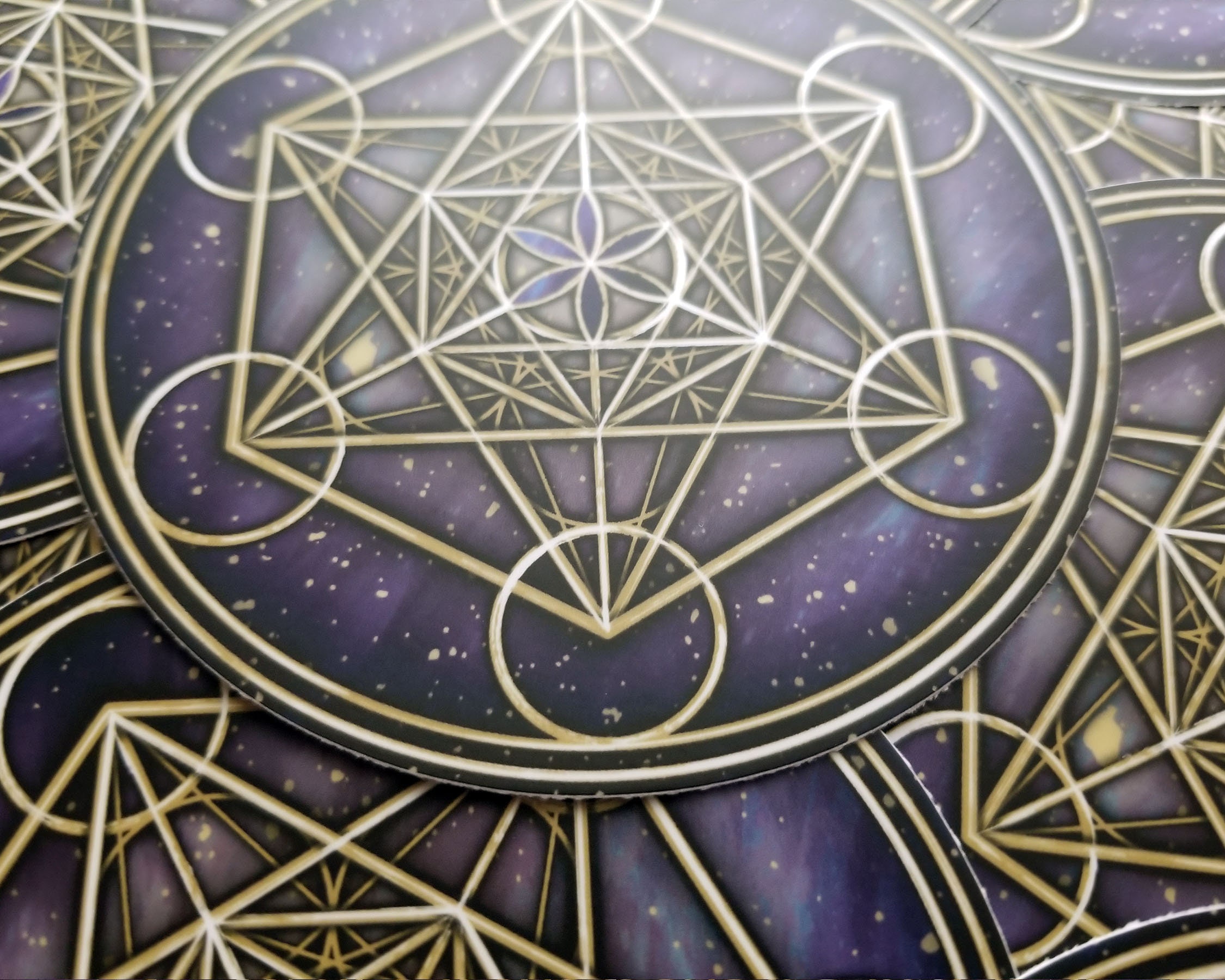 Metatron's Cube Gold and Purple Galaxy Vinyl Sticker - Sacred Geometry ...