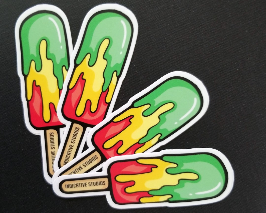 Rasta Pop Vinyl Weed Sticker - Rastafari Red Green Yellow Popsicle Art Decal - Etsy
