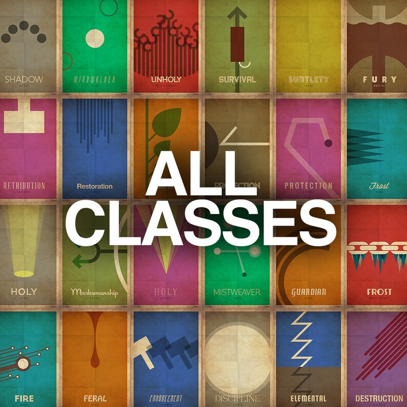 All 34 Classes Wow Minimalist Class Poster Series Etsy