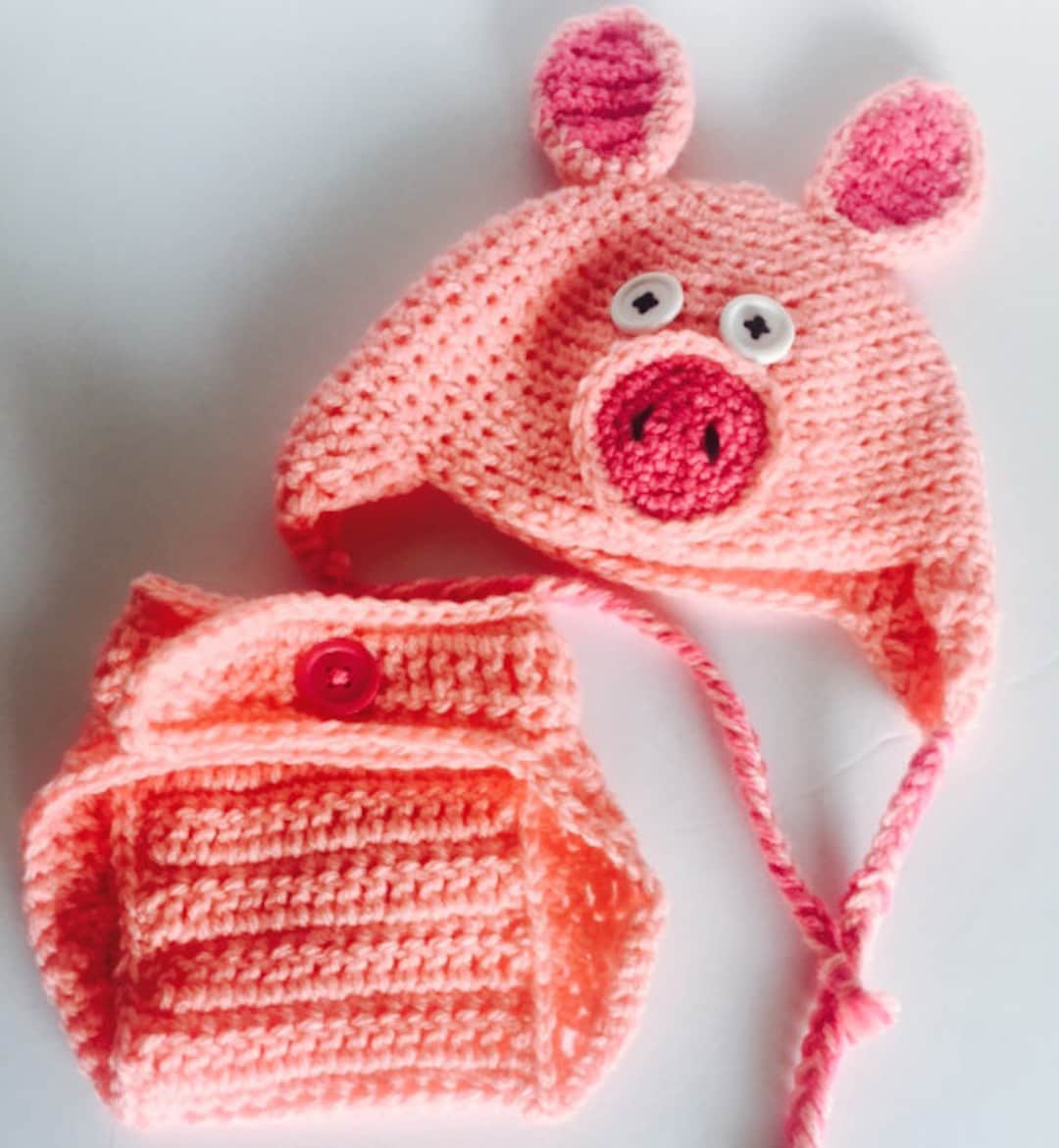 Gorro de cerdito y funda de pañal - Etsy España