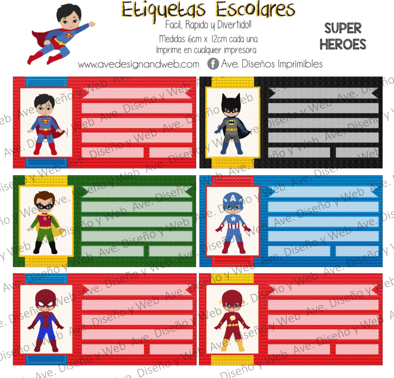 Super Heroes Marvel Etiquetas para Cuadernos Superman | Etsy