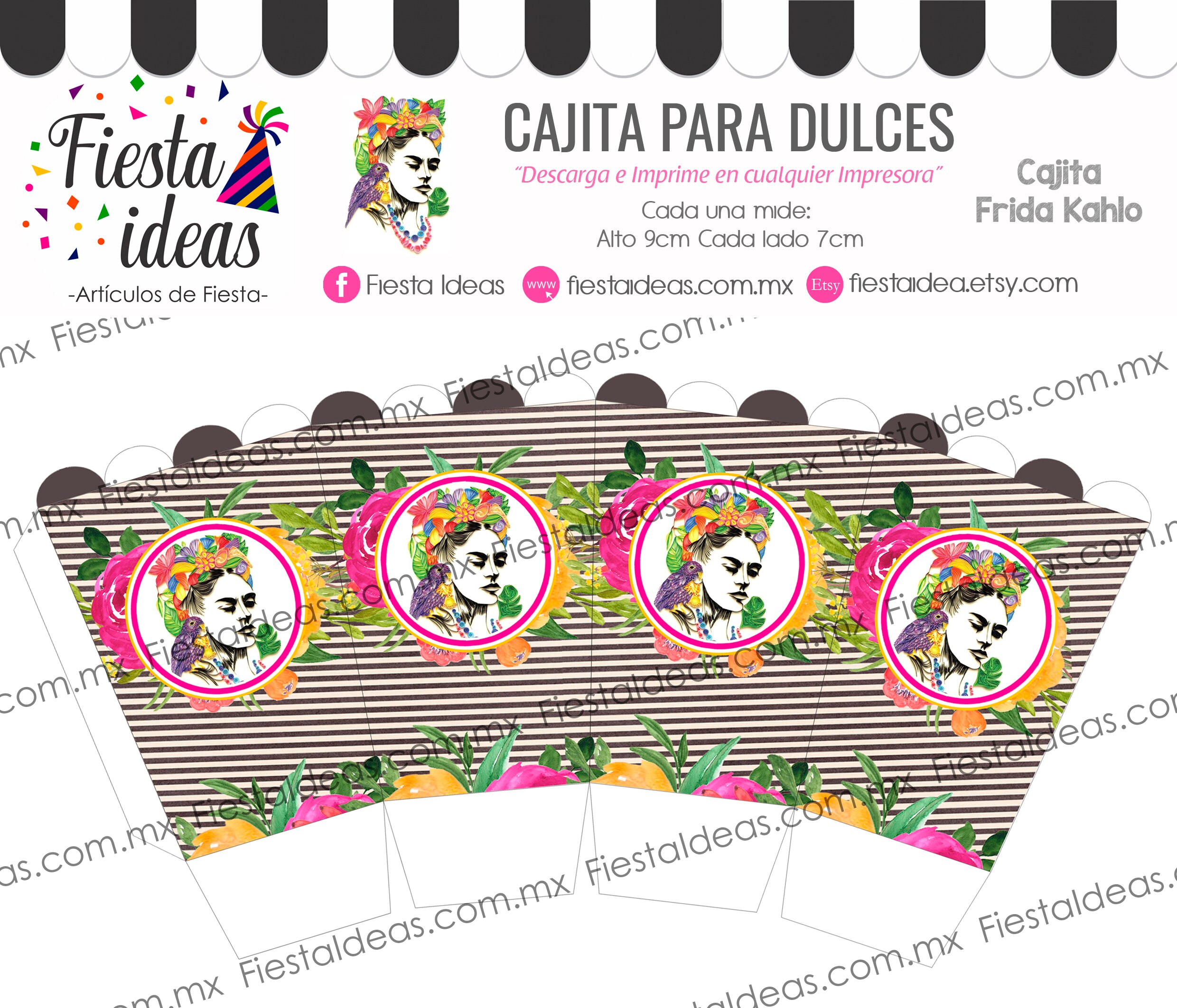 Frida Kahlo Invitations , Stickers, Banner, Wrappers and Candy Box ...