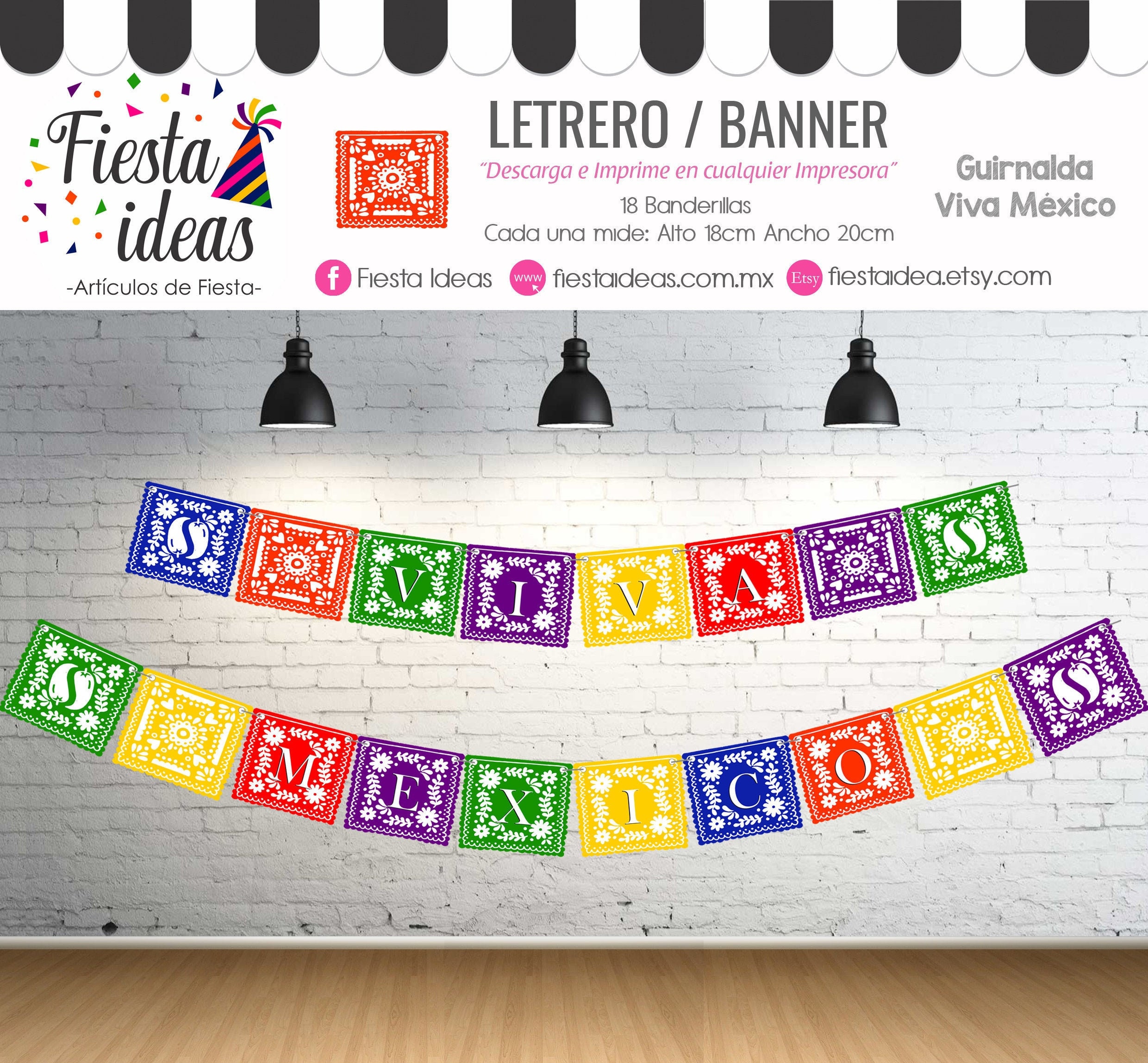 Banner Viva Mexico estilo papel picado, Letrero Viva Mexico, Guirnalda ...