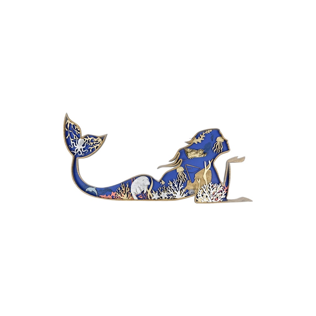 Mermaid Layered Art Detailed Ocean Scene Mermaid Silhouette With ...
