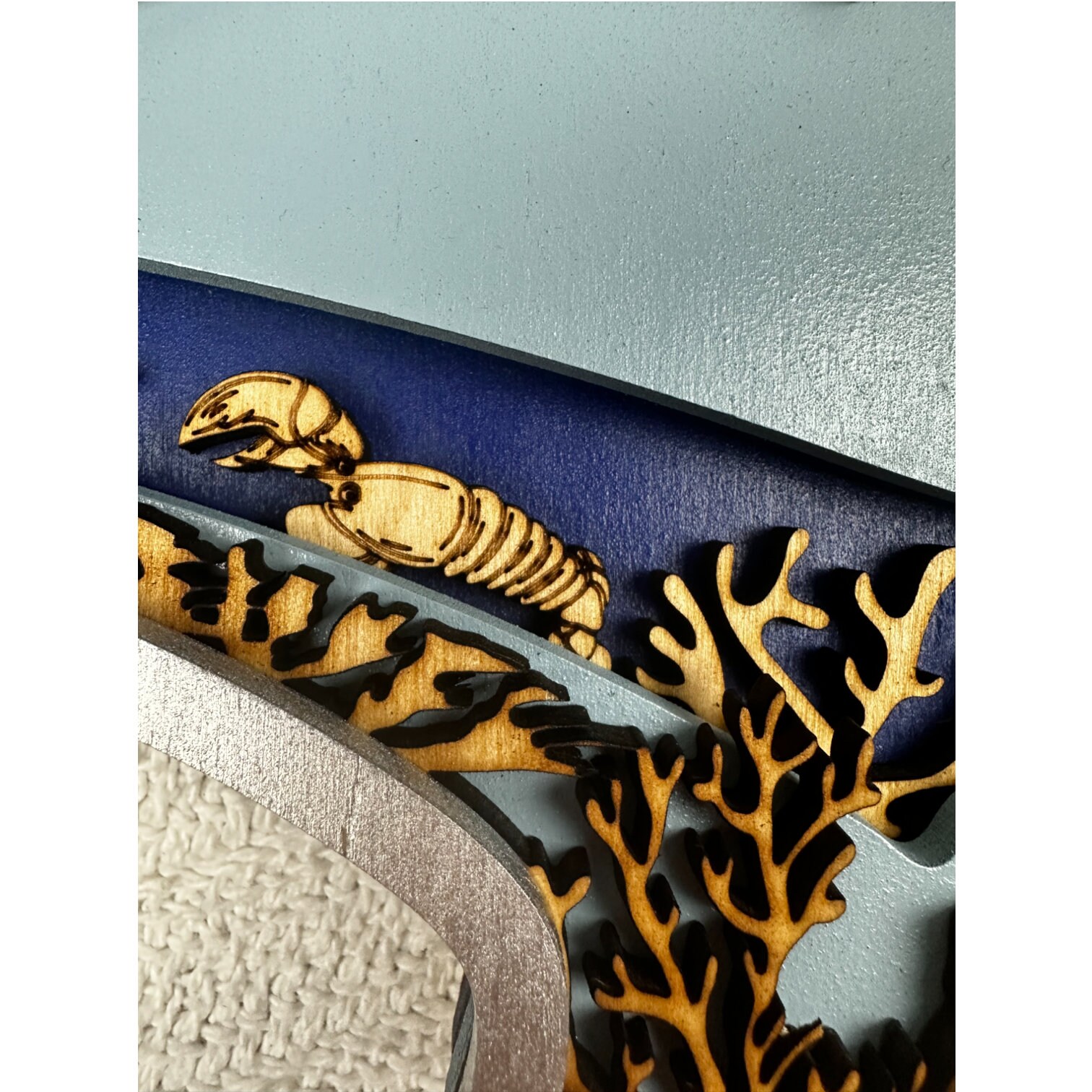Shark Wall Art Layered Original Artwork Nautical Decor Beach House Art ...
