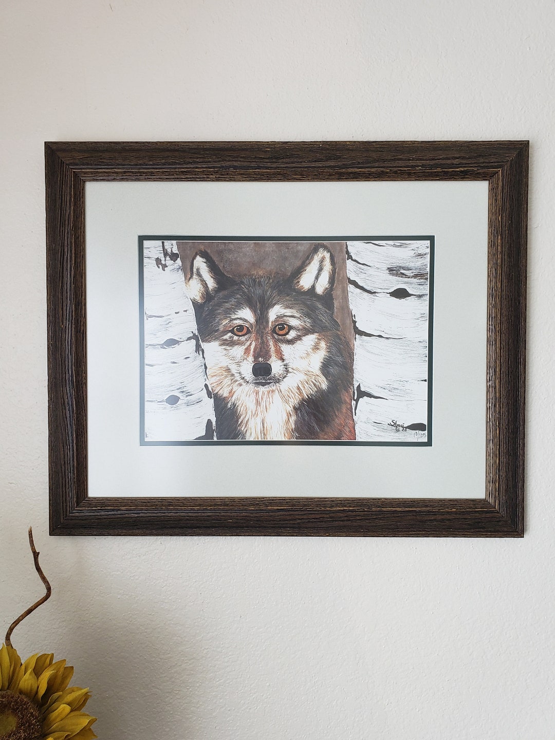 Framed Wolf Print, Aspen Trees, Rustic Outdoors Art (limited Edition ...