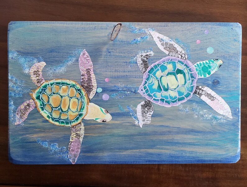 Sea Turtles. Sea Turtles Painting. Two Sea Turtles. Handmade Sea ...