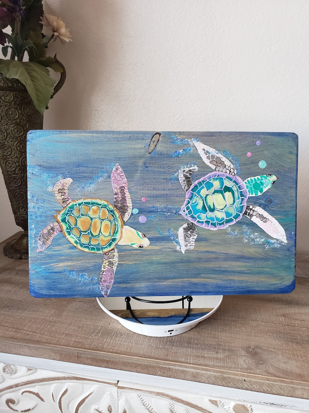 Sea Turtles. Sea Turtles Painting. Two Sea Turtles. Handmade Sea ...