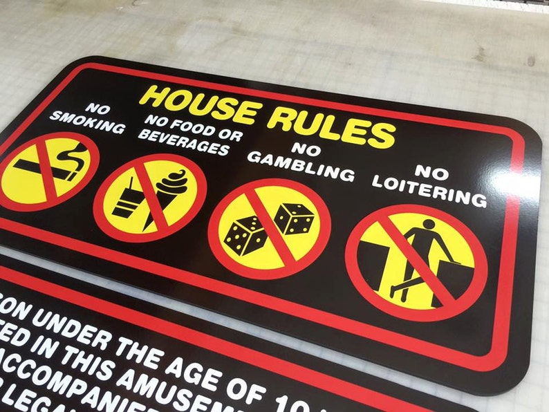 34" Reproduction Time Out Arcade House Rules Signs (large Set) - Etsy