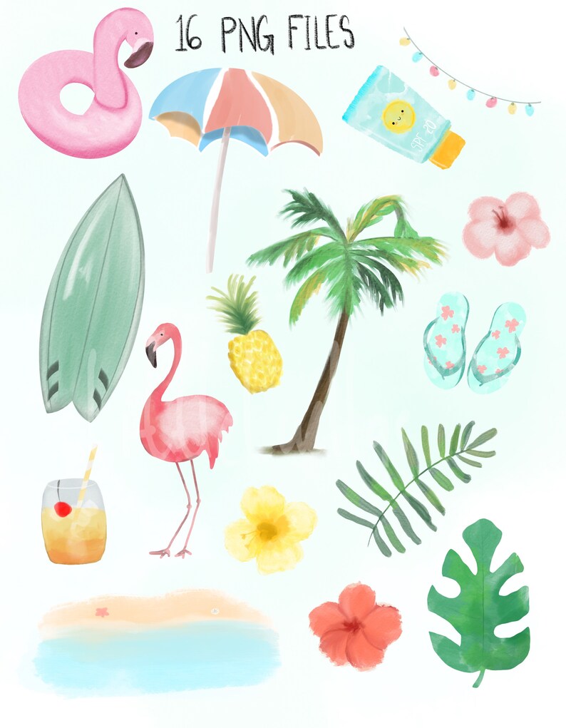 Watercolor Clipart, Summer Clipart, Clipart, Fun Clipart, Summer Party ...