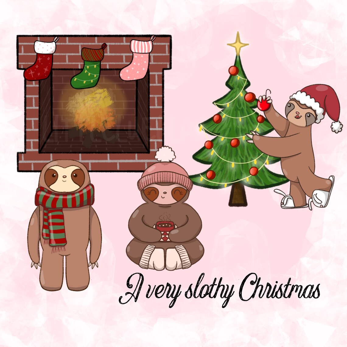 Sloth Clipart Christmas Clipart Holiday Clipart Santa - Etsy