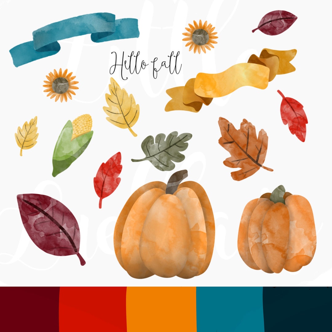 Fall Clipart, Autumn Clipart, Pumpkin Clipart, Leaves Clipart, Banner ...