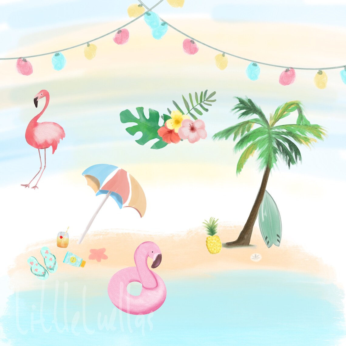 Watercolor Clipart, Summer Clipart, Clipart, Fun Clipart, Summer Party ...