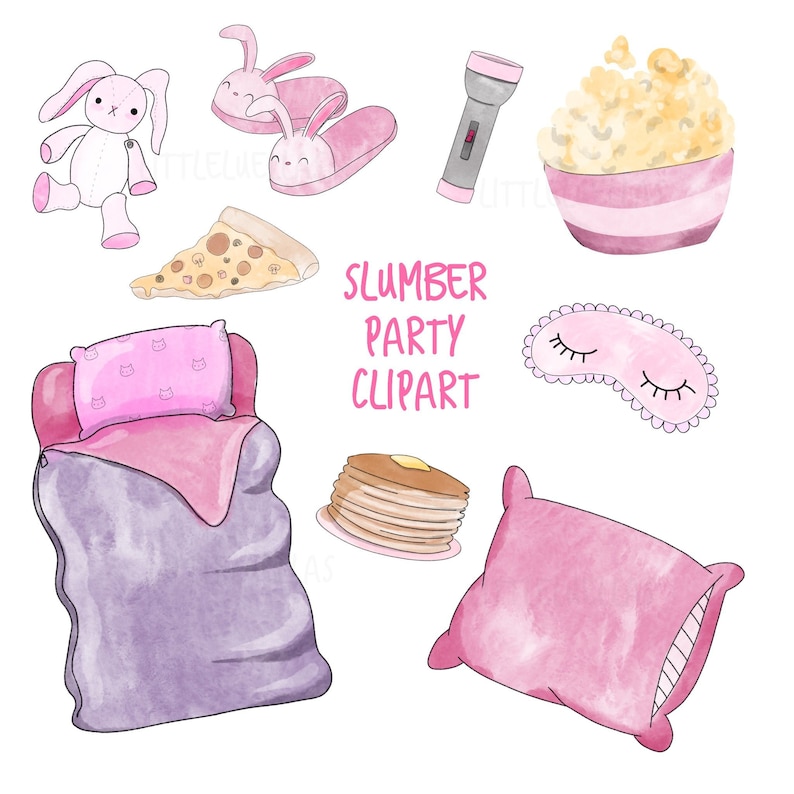 Slumber Party Clipart, Slumber Party, Birthday Clipart, Party Clipart ...