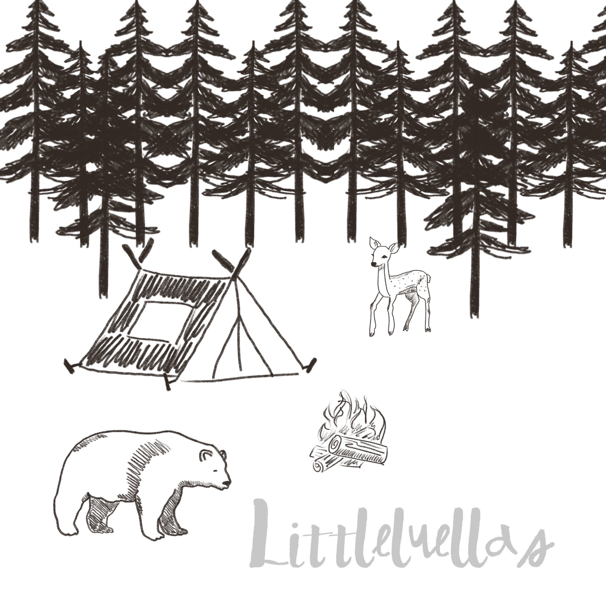 Tree Clipart, Camping Clipart, Simple Clipart, Camp Birthday ...