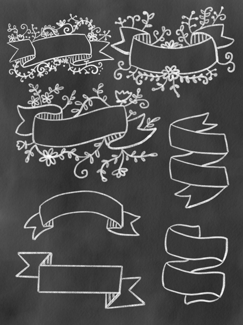 Clipart, Chalkboard Banners, Digital Clipart, Hand Drawn Clipart ...