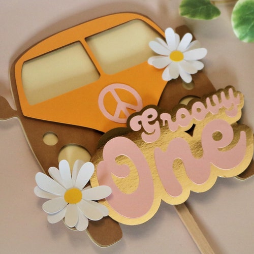 Groovy Rainbow Cake Topper Birthday Party Decor Retro Bus - Etsy