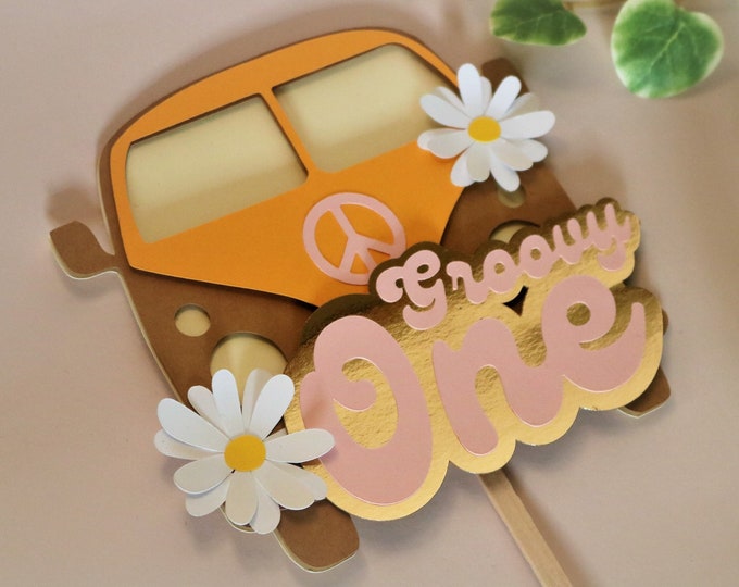 Groovy Retro Birthday Cake Topper and Cupcake Toppers Handmade Eco ...