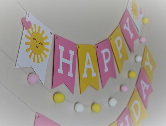 Sunshine / Sun Theme Happy Birthday Banner Handmade - Etsy