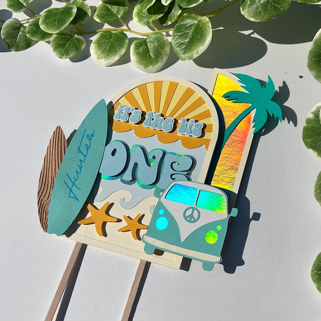 Surf Board Cake Topper, Surf Birthday, Custom Name, It's the Big One ...